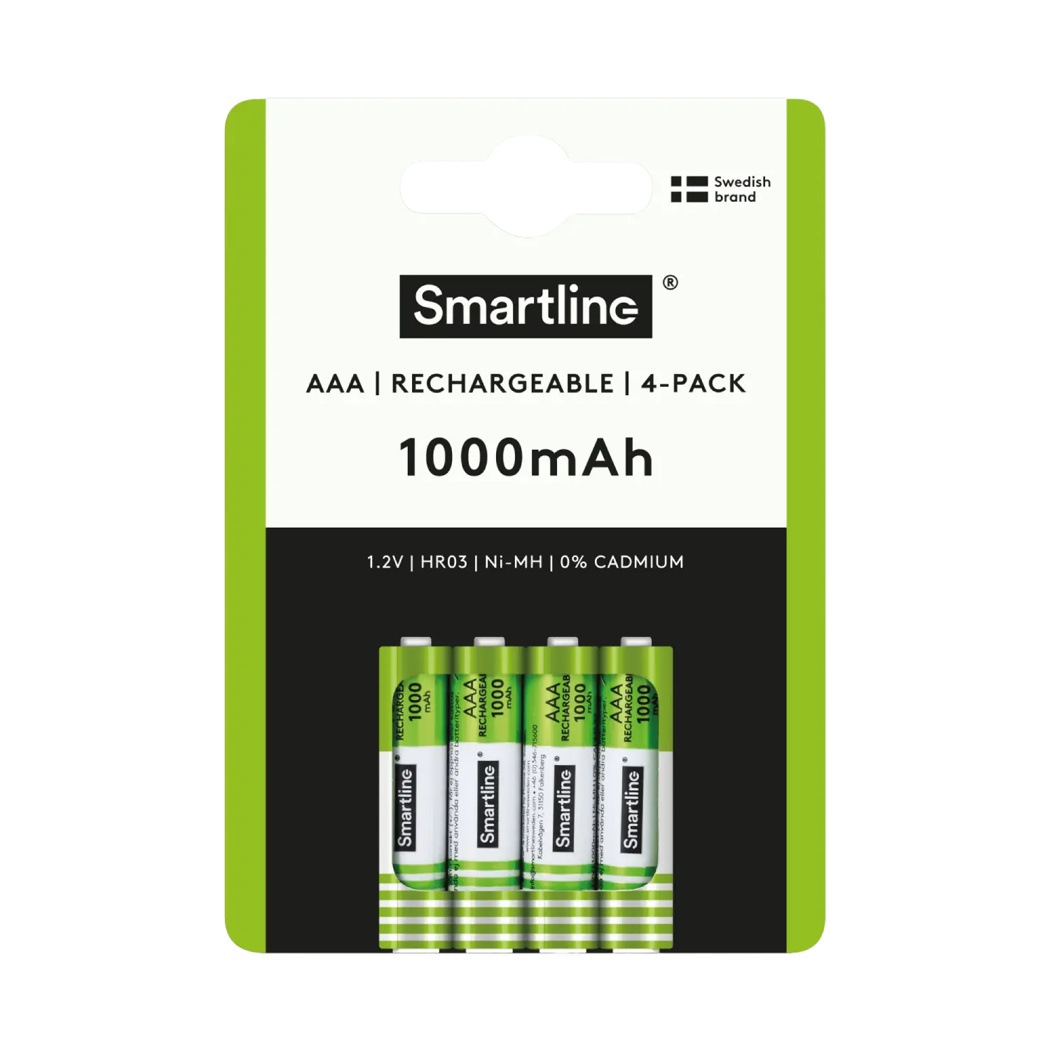 Smartline – Uppladdningsbara AAA-batterier (4-pack)
